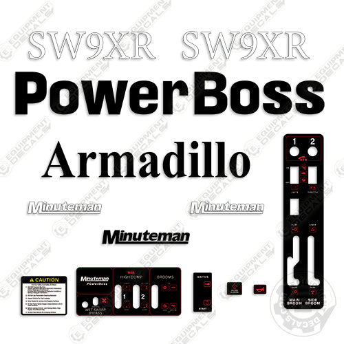 Powerboss SW9XR Decal Kit Armadillo Minuteman Sweeper – Equipment Decals