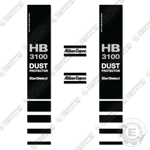 Fits Atlas Copco HB3100 Decal Kit Hammer - Style 2 – Equipment Decals