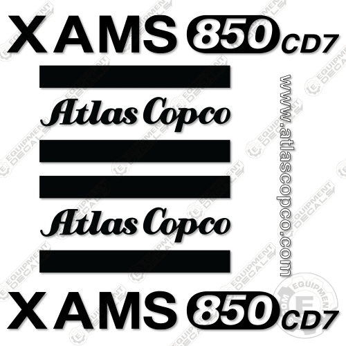 Fits Atlas Copco XAMS850 CD7 Decal Kit Air Compressor – Equipment Decals