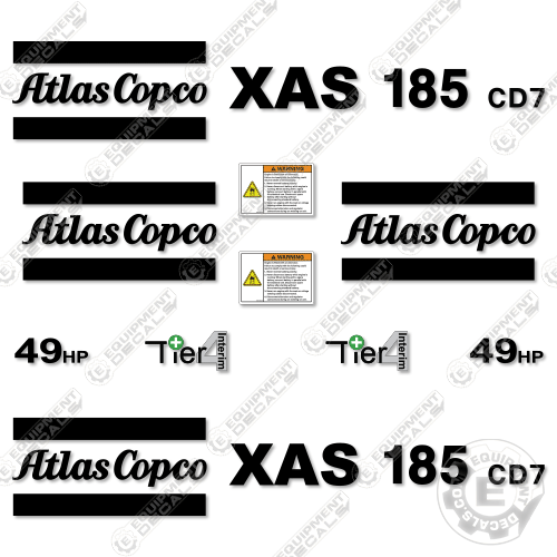 Fits Atlas Copco XAS185 CD7 Decal Kit Air Compressor – Equipment Decals