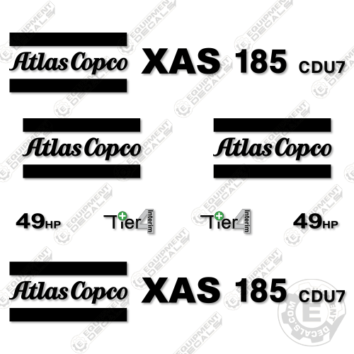 Fits Atlas Copco XAS185 CDU7 Decal Kit Air Compressor – Equipment Decals