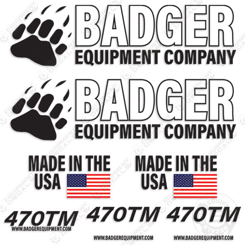 Badger 470TM Vehicle Safety Decal Kit - Boom Excavator – Equipment Decals