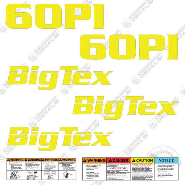 Fits BigTex 60PI Trailer Decal Kit – Equipment Decals