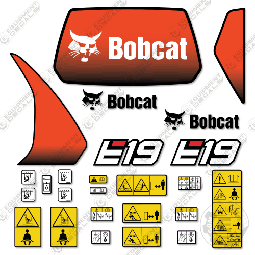 Fits Bobcat E19 Mini Excavator Decal Kit – Equipment Decals