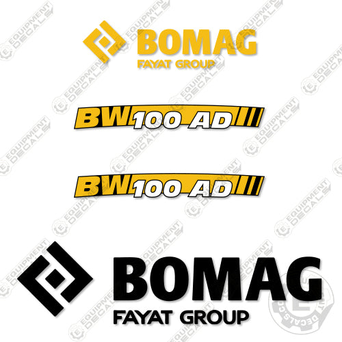 Fits Bomag 100AD-5 Decal Kit Roller – Equipment Decals