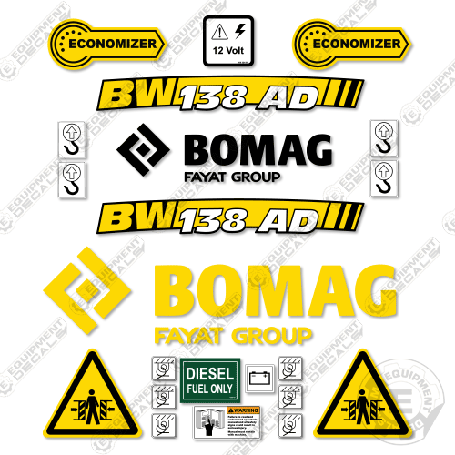 Fits Bomag BW138AD-5 Decal Kit Tandem Roller – Equipment Decals