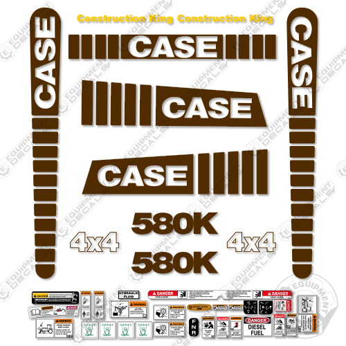 Fits Case 580K Decal Kit Backhoe (Brown Version) – Equipment Decals