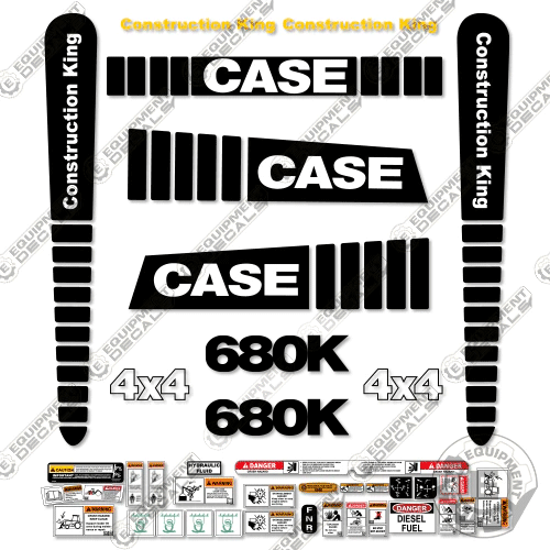 Fits Case 680K Decal Kit Backhoe (Black Version) – Equipment Decals