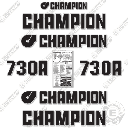 Fits Champion 730A Decal Kit - Motor Grader – Equipment Decals