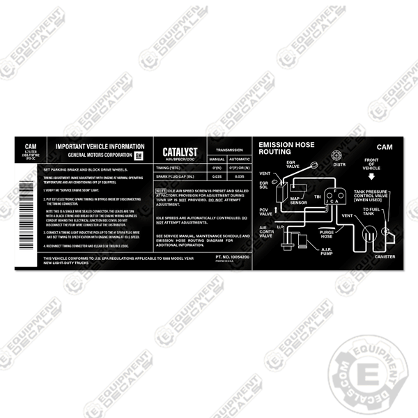 Chevy Silverado Catalyst Emissions Decal – Equipment Decals
