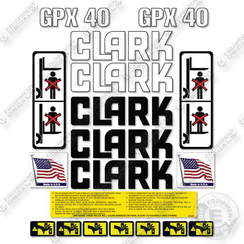 Fits Clark GPX40 Decal Kit Forklift – Equipment Decals