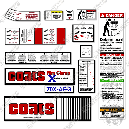 Fits Coats 70X-AF-3 Decal Kit Rim Clamp – Equipment Decals