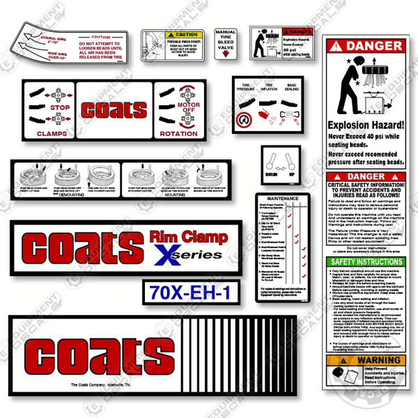 Fits Coats 70X-EH-1 Decal Kit Rim Clamp – Equipment Decals