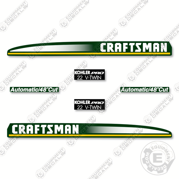 Fits Craftsman Kohler Pro 22HP V-Twin Decal Kit Mower – Equipment Decals