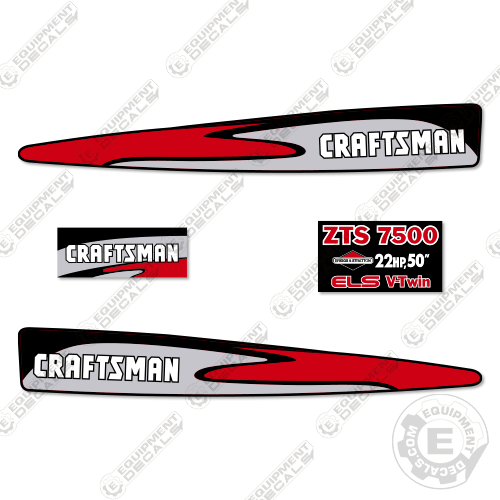 Fits Craftsman ZTS7500 Decal Kit Mower – Equipment Decals