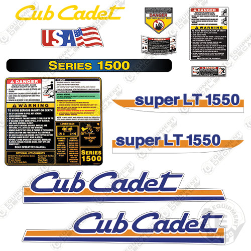 Fits Cub Cadet Super LT1550 Decal Kit Riding Mower – Equipment Decals