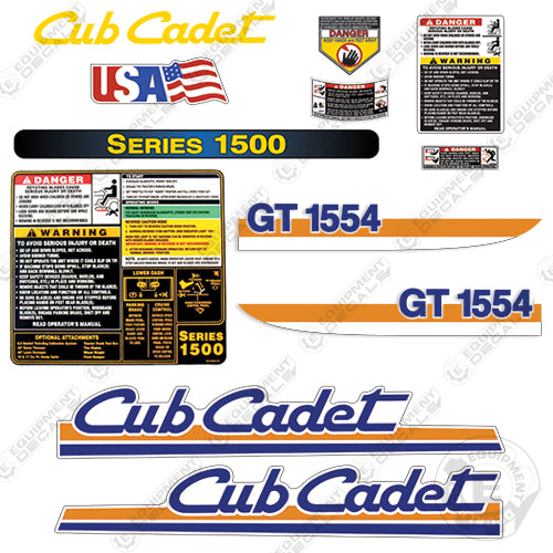 Fits Cub Cadet Super GT1554 Decal Kit Riding Mower – Equipment Decals
