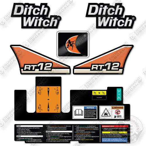 Fits Ditch Witch RT 12 Decal Kit Trencher- New Style! – Equipment Decals