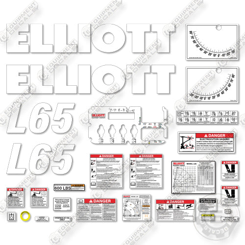 Fits Elliott L65 Decal Kit Aerial Work Platform – Equipment Decals