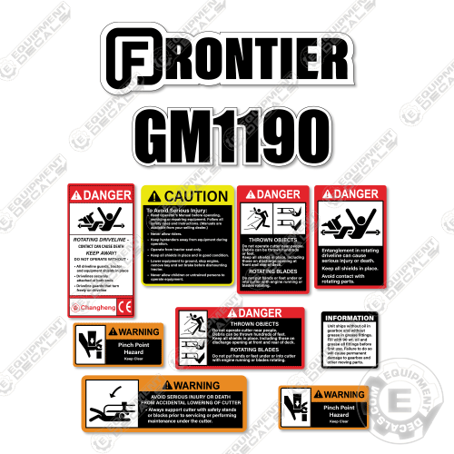 Fits Frontier GM1190 Decal Kit Finish Mower – Equipment Decals