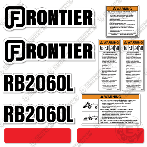 Fits Frontier RB2060L Decal Kit Blade – Equipment Decals