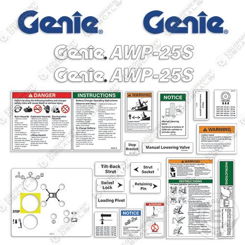Fits Genie AWP-25S Decal Kit Aerial Lift – Equipment Decals