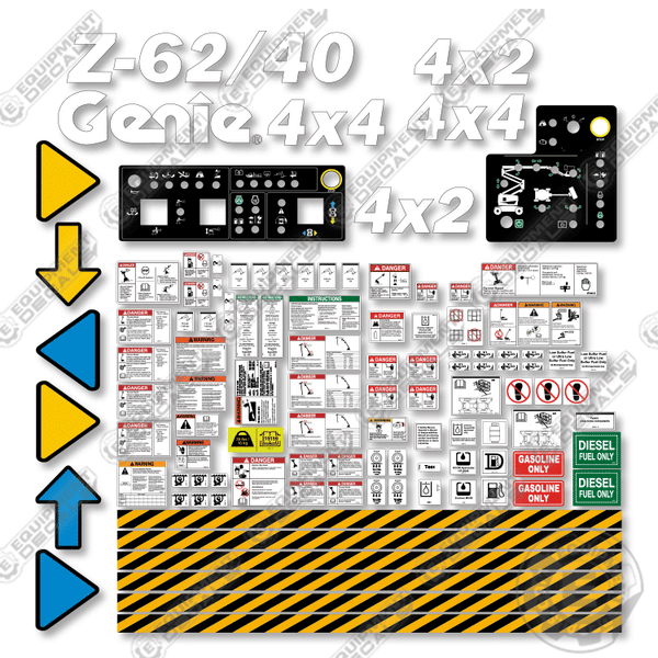 Fits Fits Z-62/40 Decal Kit Boom Lift (SN: Z62D-150) – Equipment Decals