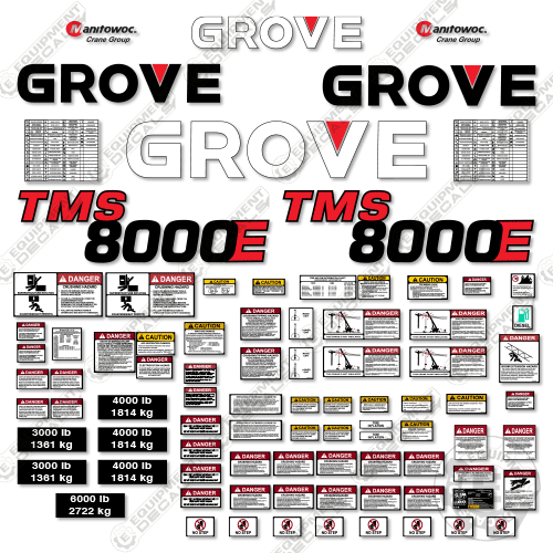 Fits Grove TMS8000E Decal Kit Crane – Equipment Decals