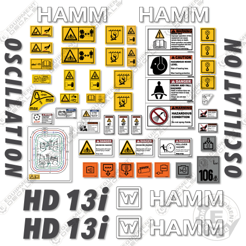 Fits HAMM HD13i Decal Kit Tandem Roller – Equipment Decals