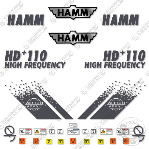 Fits HAMM HD+110 High Frequency Roller Decal Kit – Equipment Decals