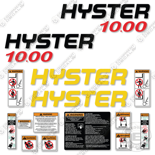 Fits Hyster 10.00 Decal Kit Forklift (10XM) – Equipment Decals