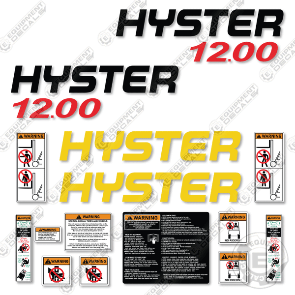 Fits Hyster 12.00 Decal Kit Forklift (12XM) – Equipment Decals