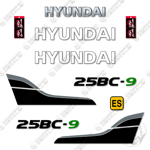 Fits Hyundai 25BC-9 Decal Kit Forklift – Equipment Decals