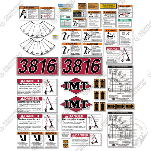 Fits IMT Crane Truck 3816 Series Full Safety Decal Kit with Logos ...