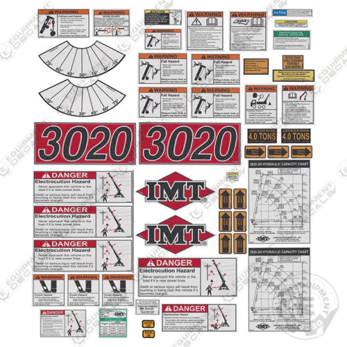 Fits IMT Crane Truck 3020 Series Full Safety Decal Kit with Logos ...