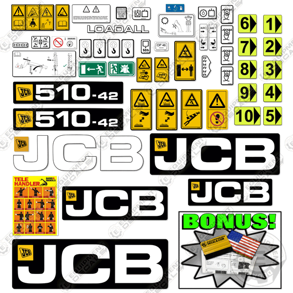 Fits JCB 510-42F Decal Kit Telehandler – Equipment Decals