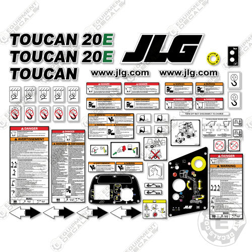 Fits JLG 20E Toucan Decal Kit Vertical Mast Lift – Equipment Decals