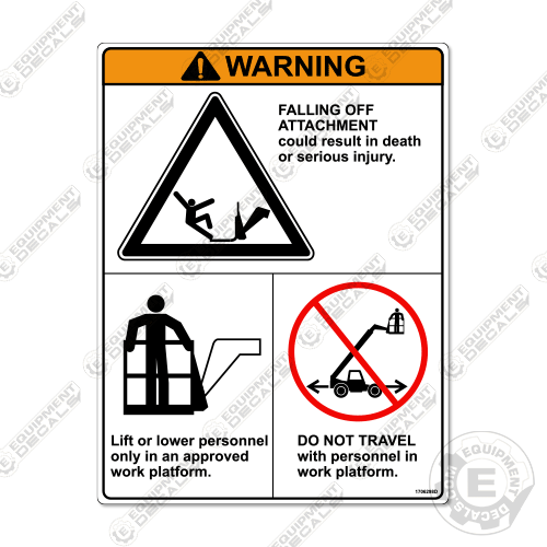 Fits JLG Fall Warning Front – Equipment Decals