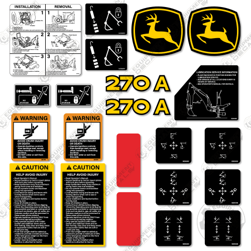 Fits John Deere 270A Decal Kit Backhoe Attachment – Equipment Decals