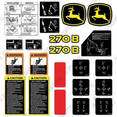 Fits John Deere 270B Decal Kit Backhoe Attachment – Equipment Decals