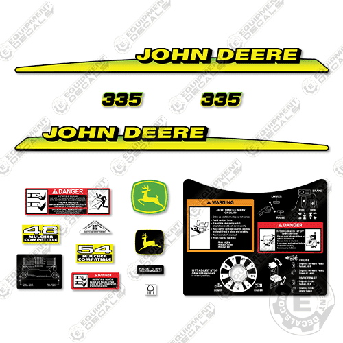 Fits John Deere 335 Decal Kit Mower – Equipment Decals