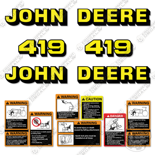 Fits John Deere 419 Decal Kit Loader Attachment – Equipment Decals