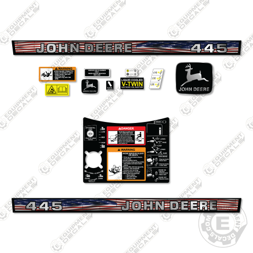 Fits John Deere 445 Decal Kit Mower - CUSTOM FLAG – Equipment Decals