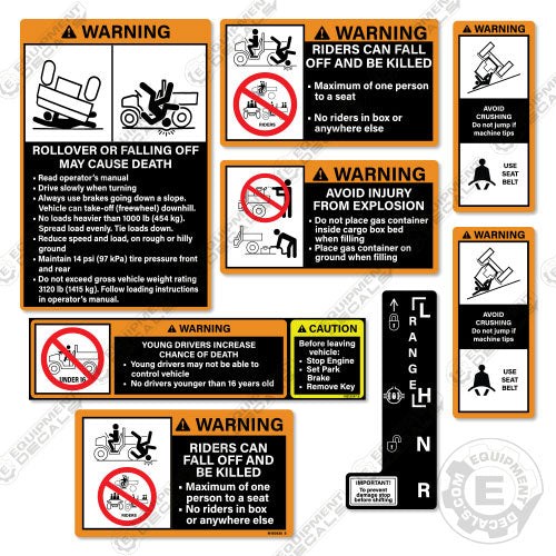 Fits John Deere Gator XUV 620i Decal Kit Utility Vehicle Warnings ...