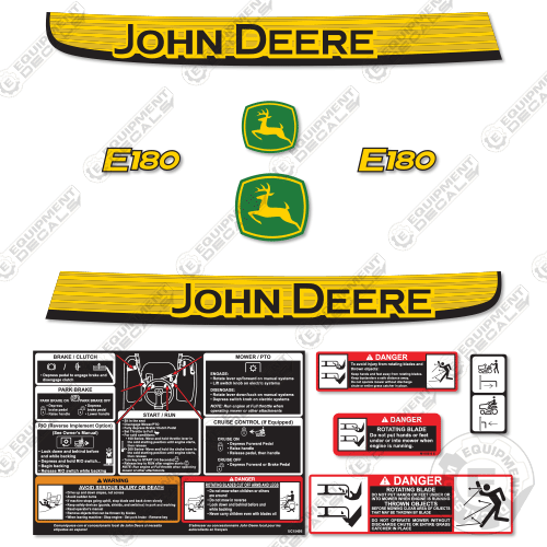 Fits John Deere E180 Decal Kit Mower – Equipment Decals