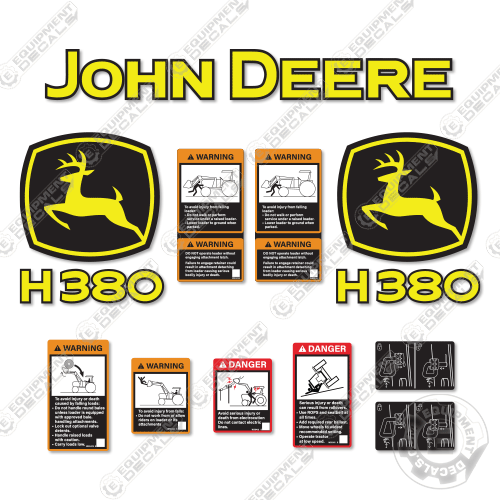 Fits John Deere H380 Decal Kit Loader Attachment – Equipment Decals