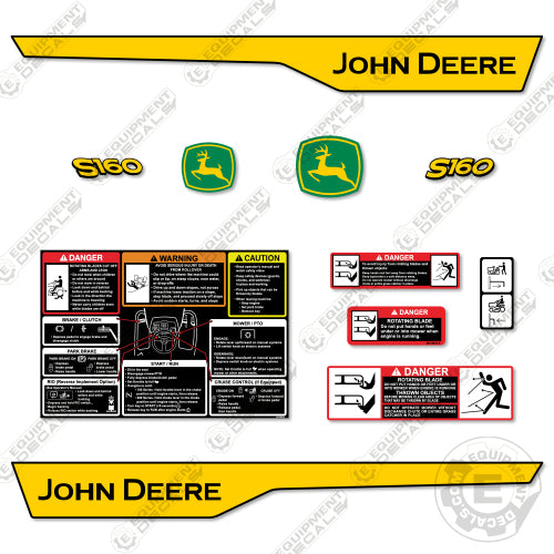 Fits John Deere S160 Decal Kit Mower – Equipment Decals