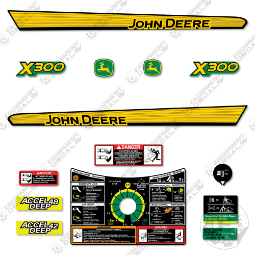 Fits John Deere X300 Decal Kit Mower – Equipment Decals