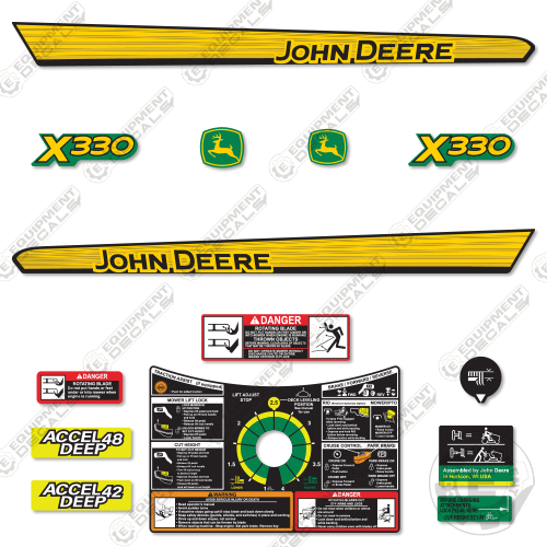 Fits John Deere X330 Decal Kit Mower – Equipment Decals