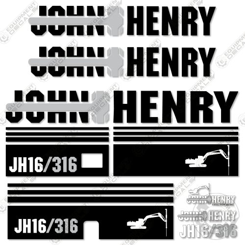 Fits John Henry JH16/316 Decal Kit Vertical Drill – Equipment Decals